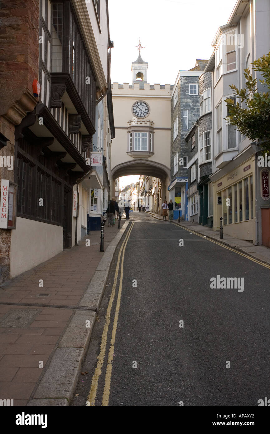 The East gate in the historic market town of Totnes in Devon, England ...