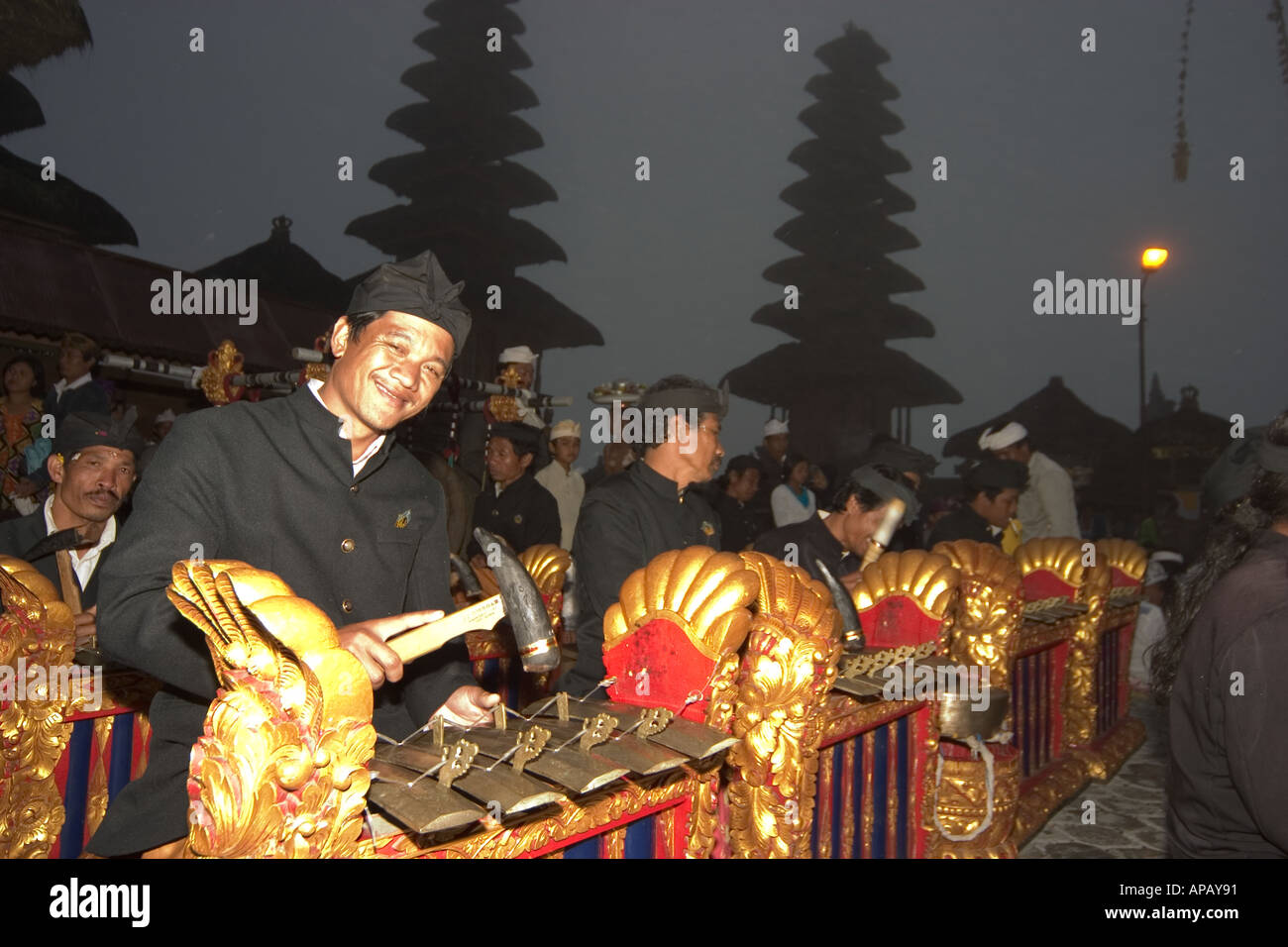 Balinese Temple Musicians Gamelan Stock Photo - Alamy