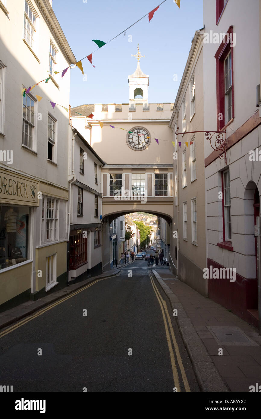 The East gate in the historic market town of Totnes in Devon, England ...