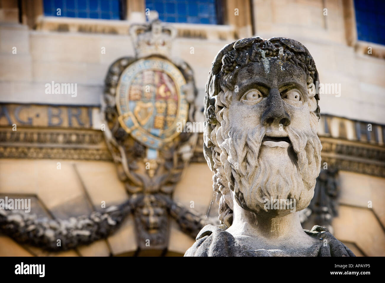 Details of the entrance to the Sheldonian Theatre, Oxford Stock Photo ...