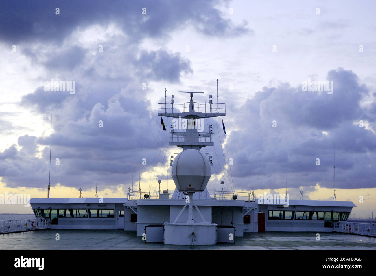 deck pride of rotterdam boat ship ferry sea grey clouds summer early ...