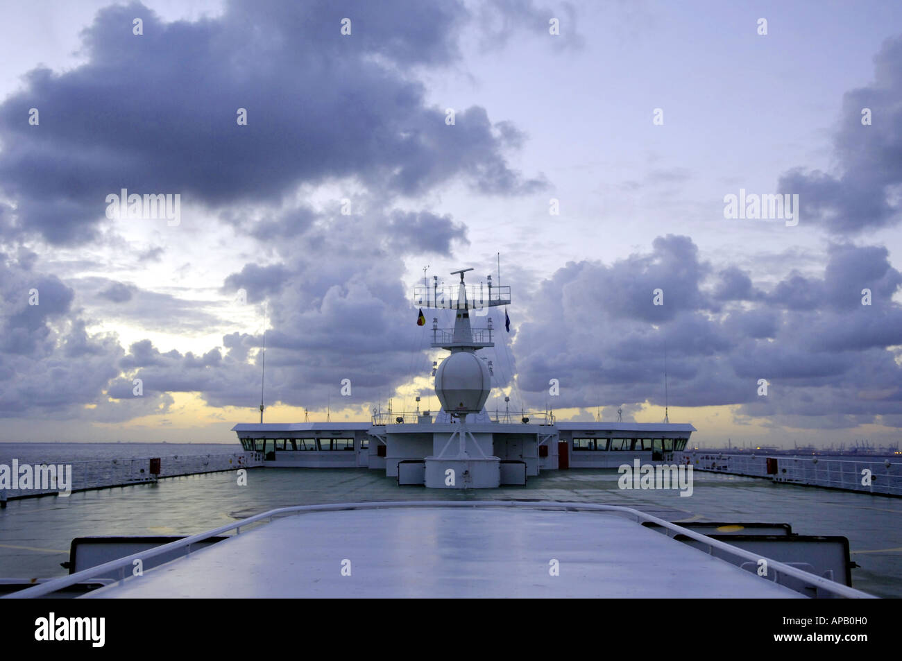 deck pride of rotterdam boat ship ferry sea grey clouds summer early ...
