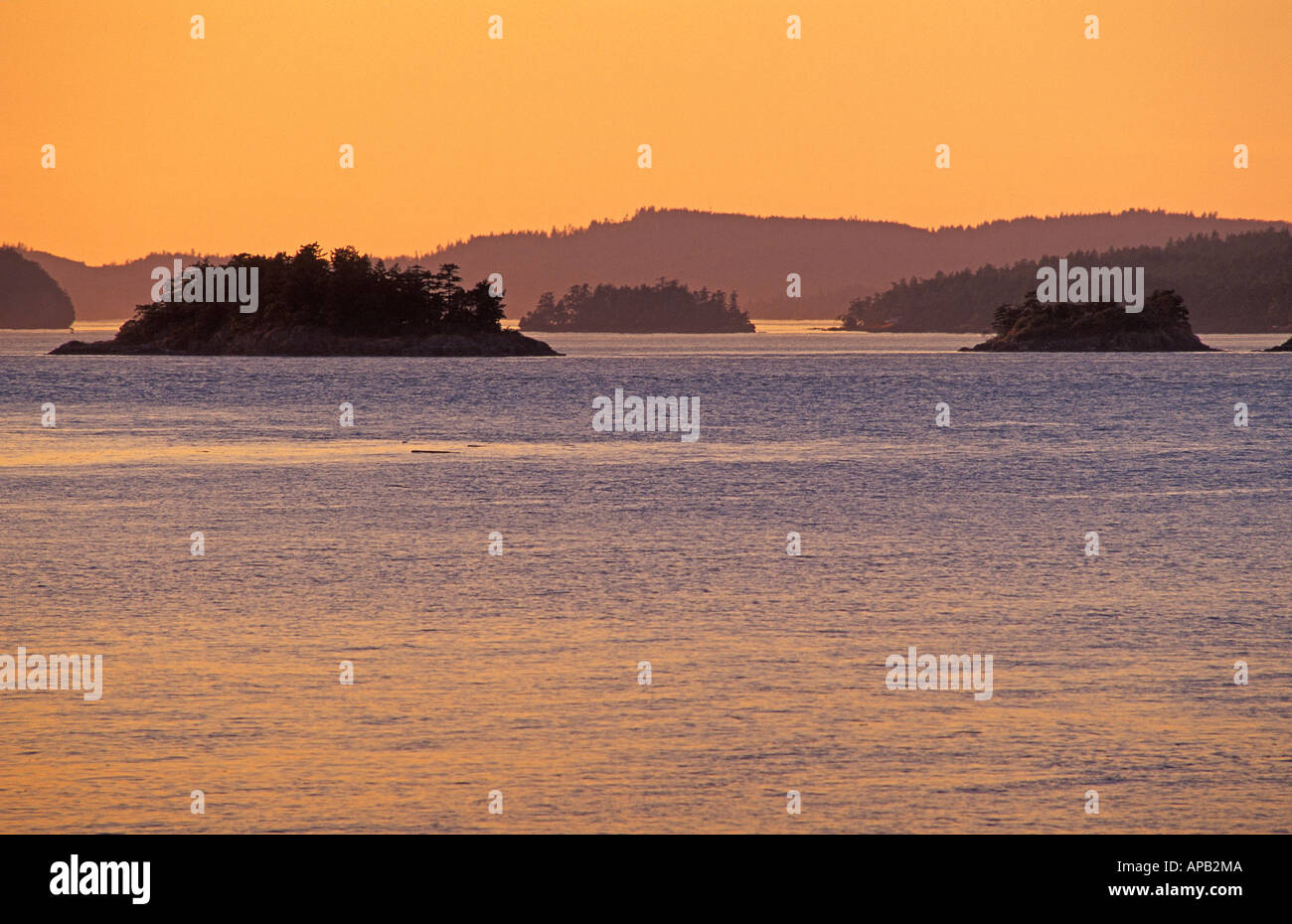 Islands in Swanson Channel at sunset from Ruckles Provincial Park Salt ...