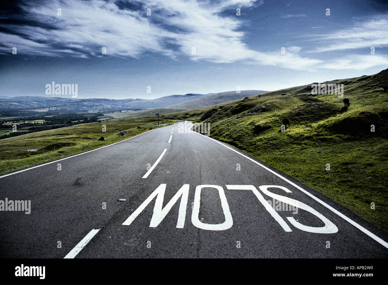 Slow road sign hi-res stock photography and images - Alamy