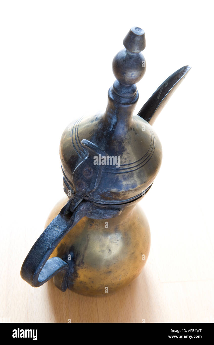 traditional arabic coffee pot on contemporary wood floor background ...