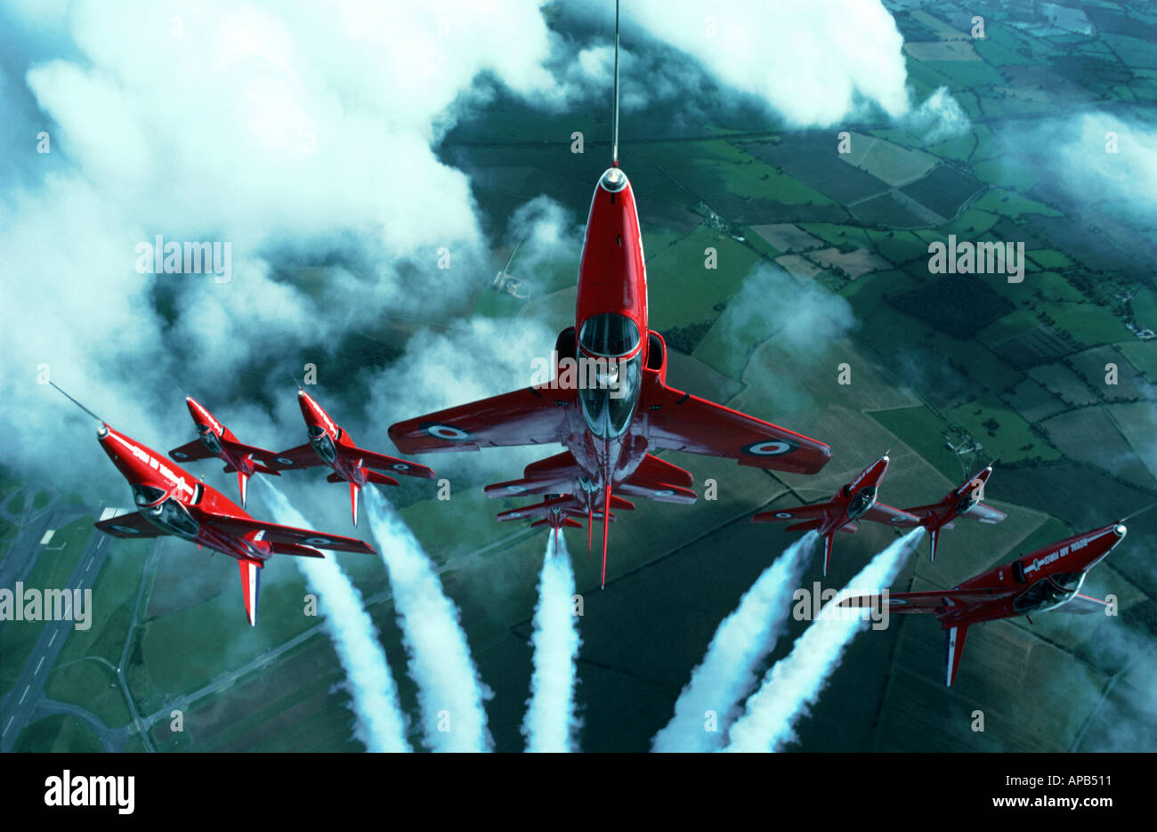 Red Arrows aerobatic team with Gnat aircraft, pre 1980 Stock Photo - Alamy