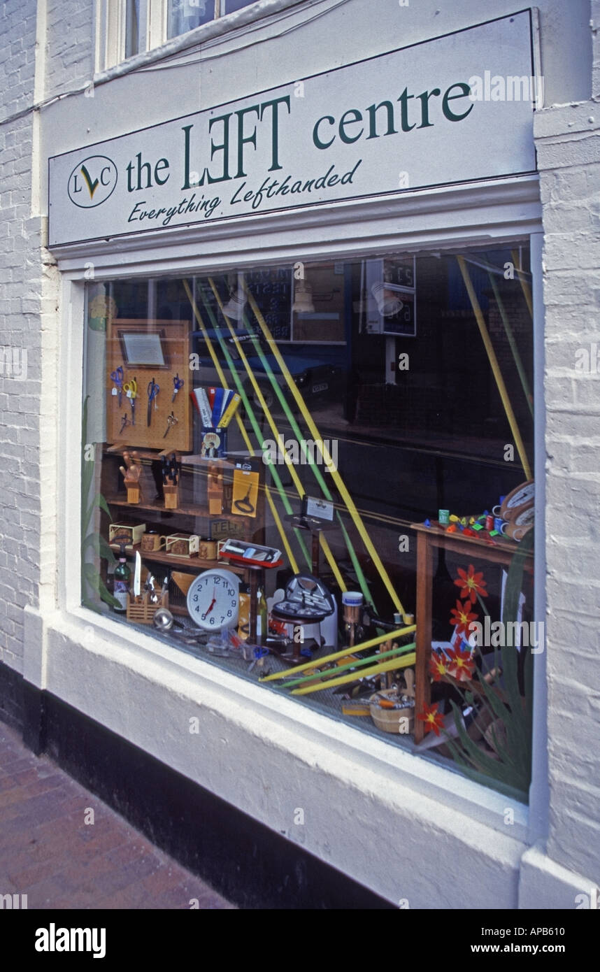 Window display fascia sign 'the LEFT centre' store a shop specialises ...