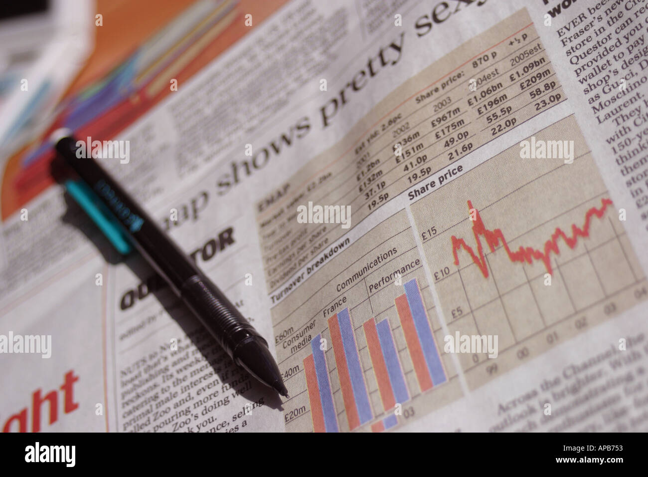 Financial business stockmarket stocks and shares graph in newspaper ...