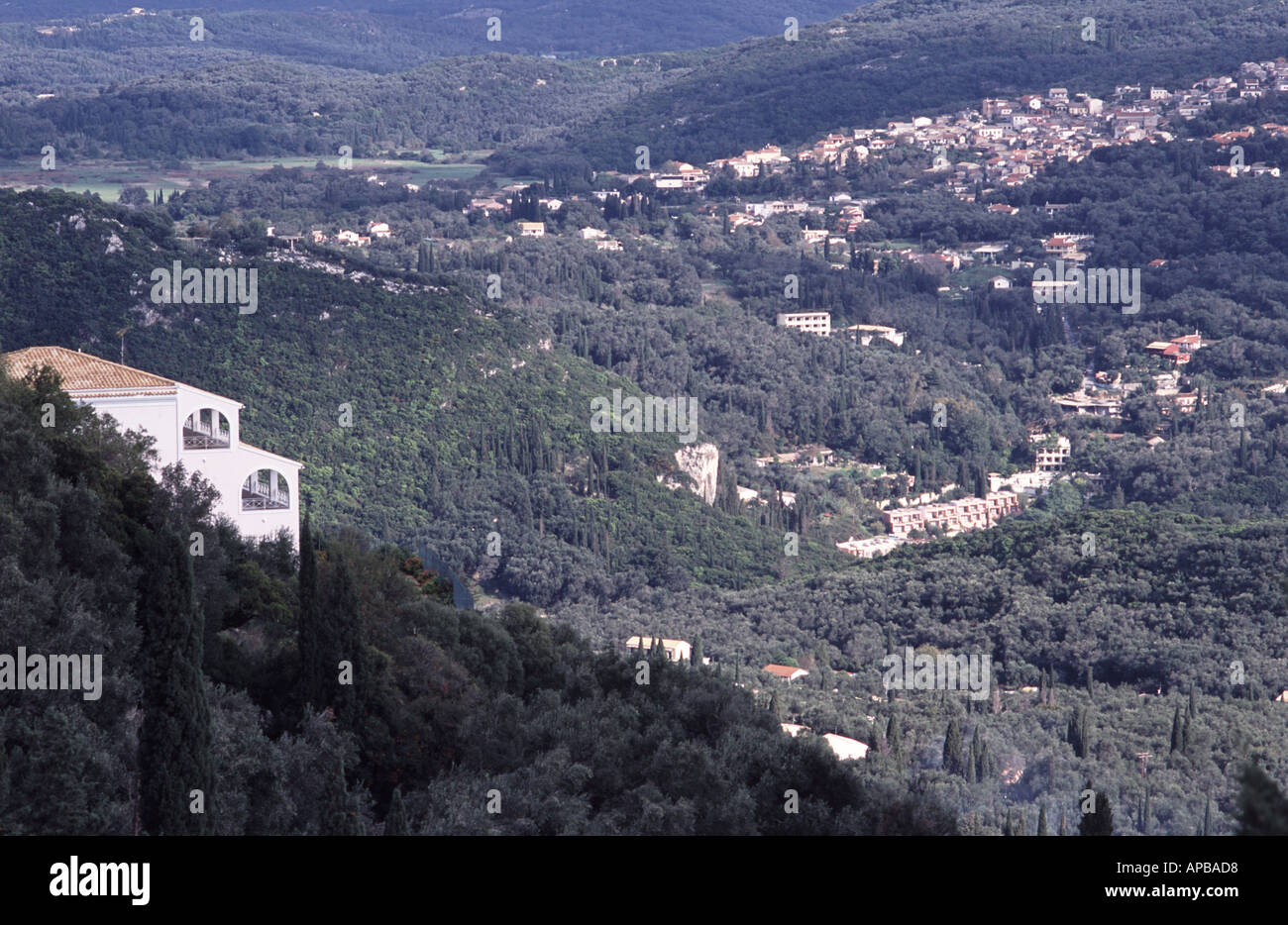 villages in the hills of the centre of the island of Corfu in Greece ...