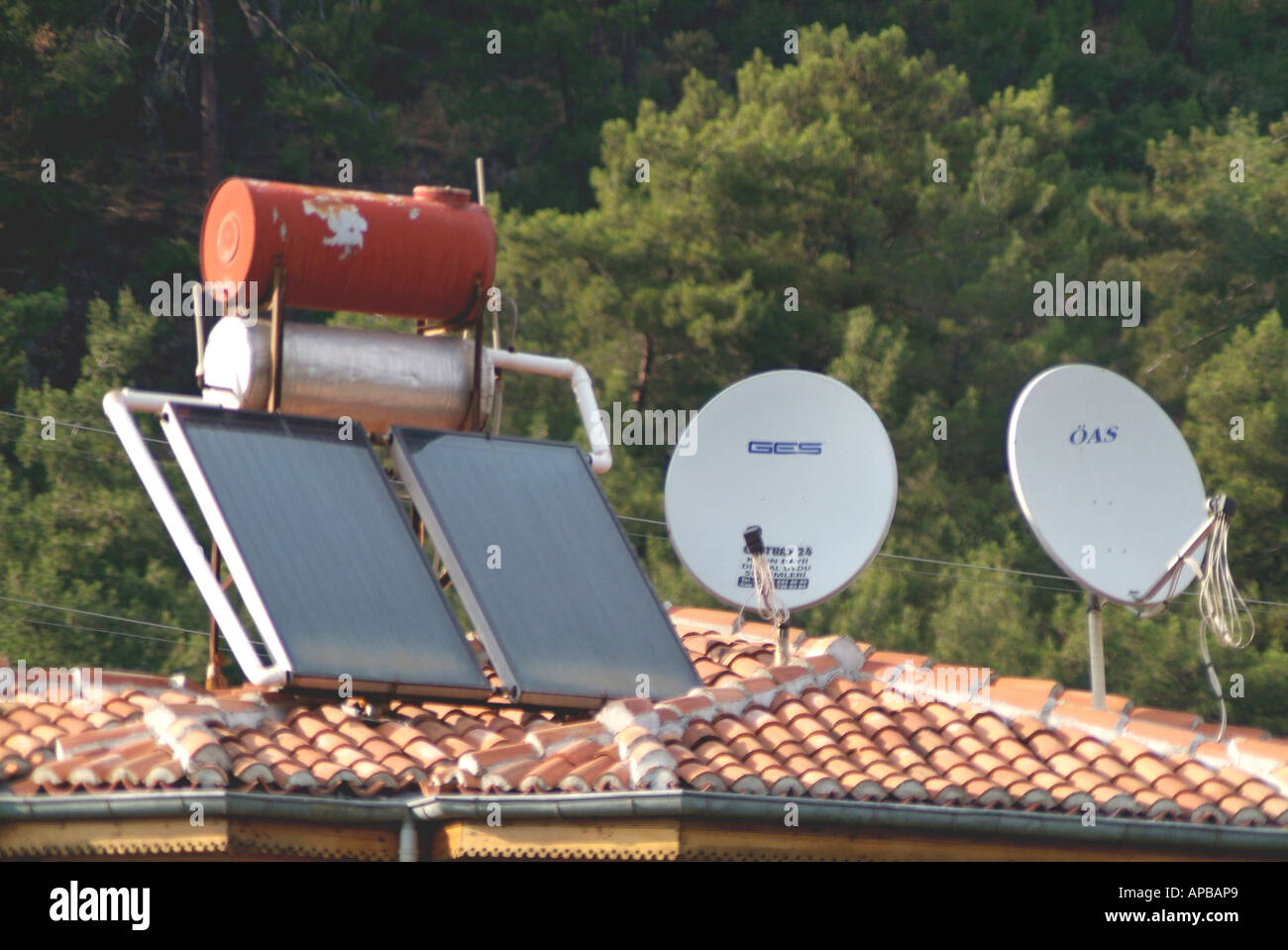 solar water heating panels on roof Stock Photo - Alamy