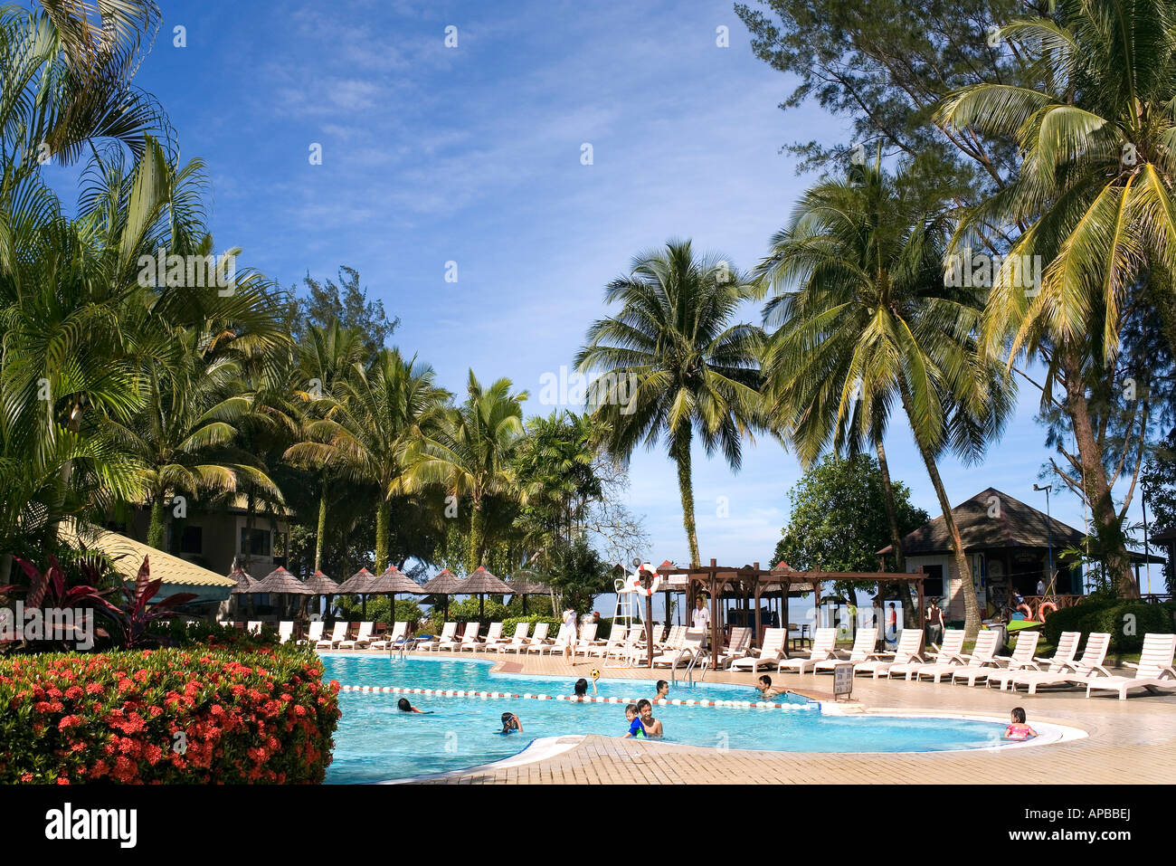 Swimming Pool, Hotel Holiday Inn, Damai Beach, Sarawak, Borneo ...