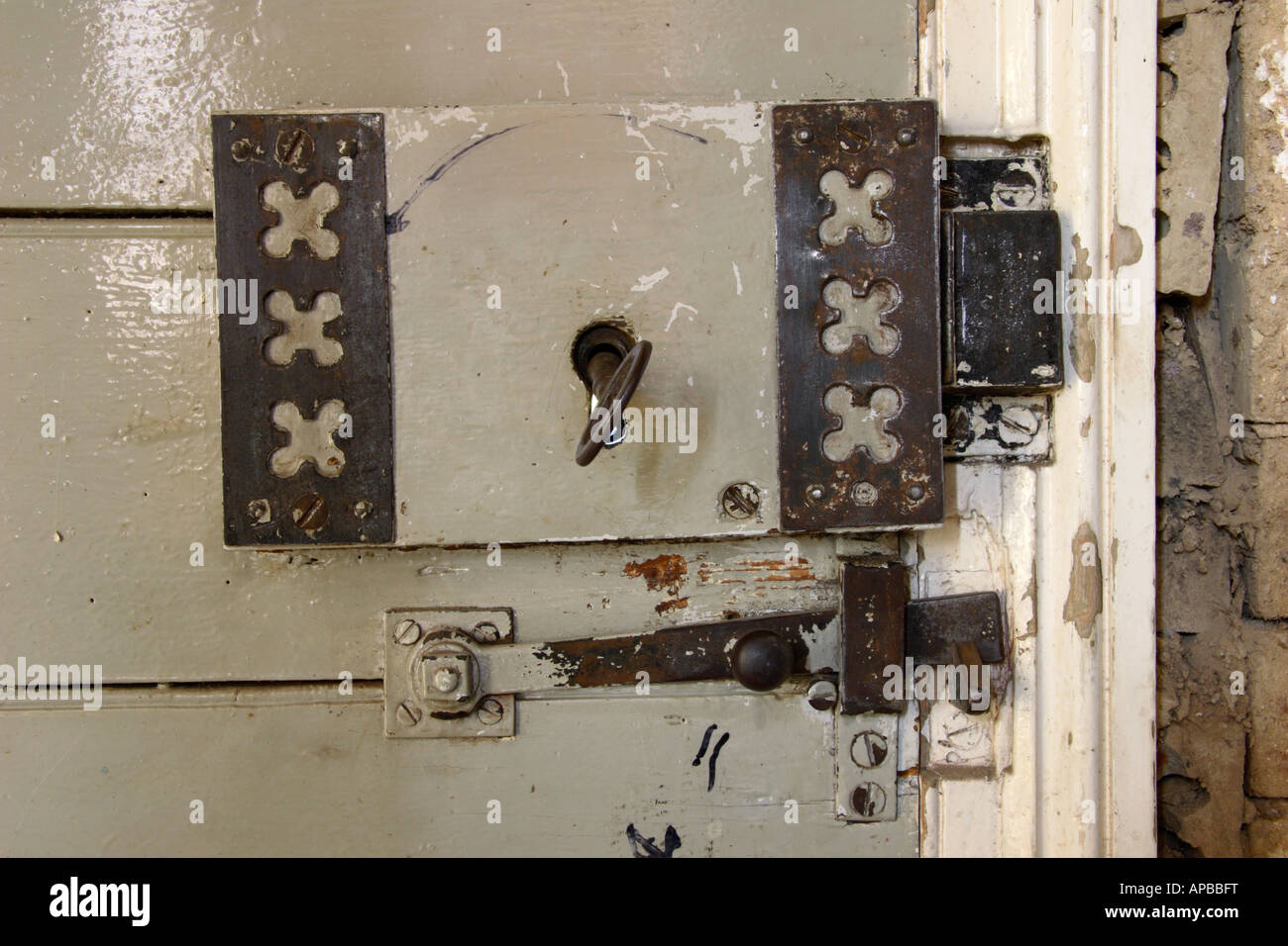 An old heavy Victorian door lock and latch Stock Photo - Alamy