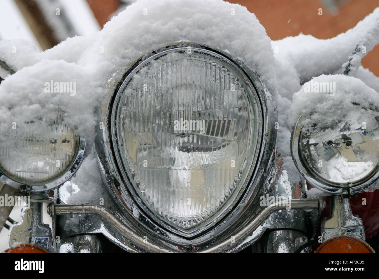 Snow on Headlight Stock Photo - Alamy