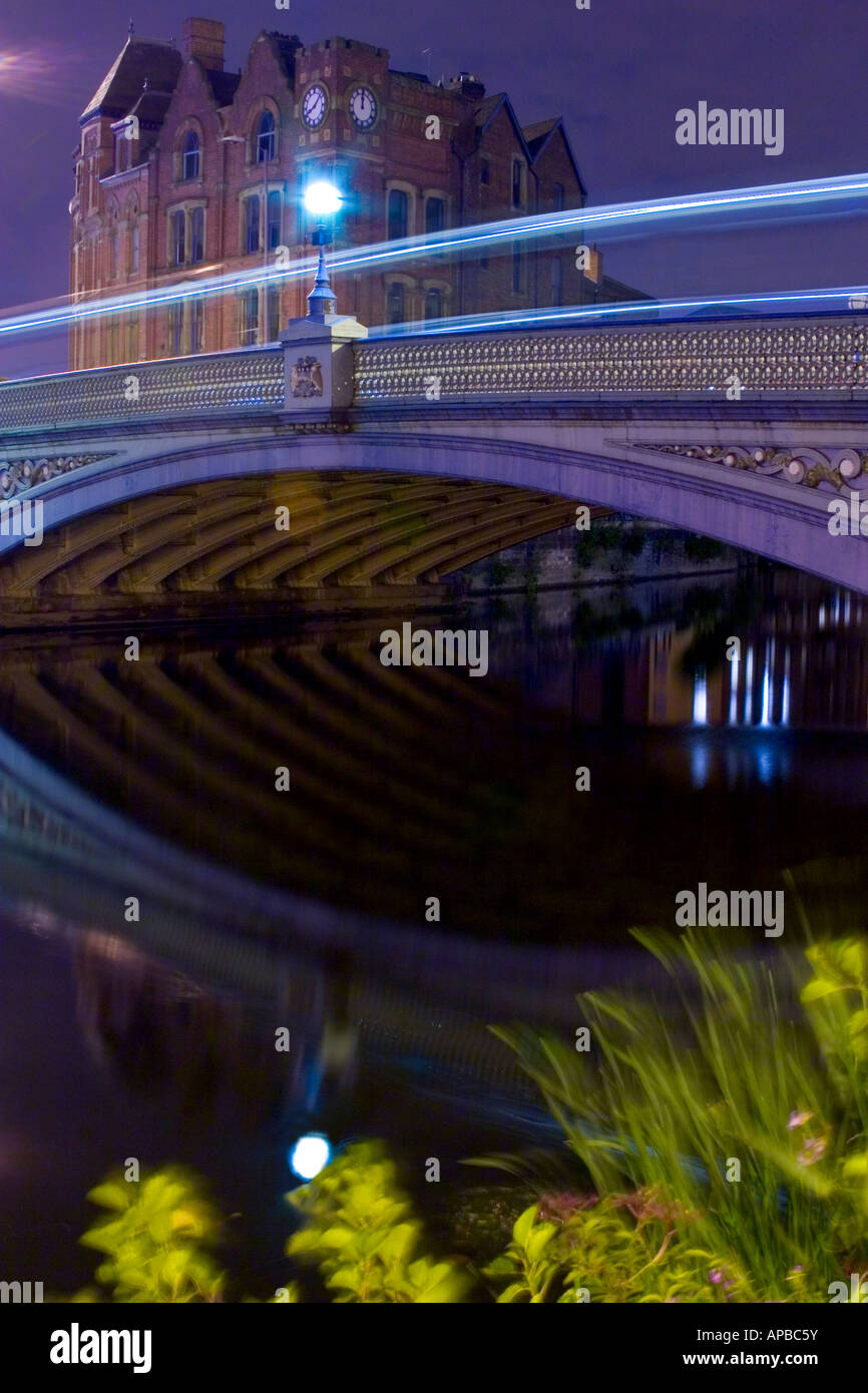 Leeds Bridge Over River Aire at Night Stock Photo - Alamy