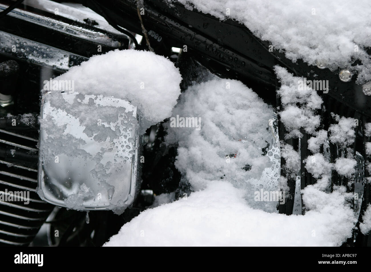 Snow on Motorcycle Stock Photo - Alamy