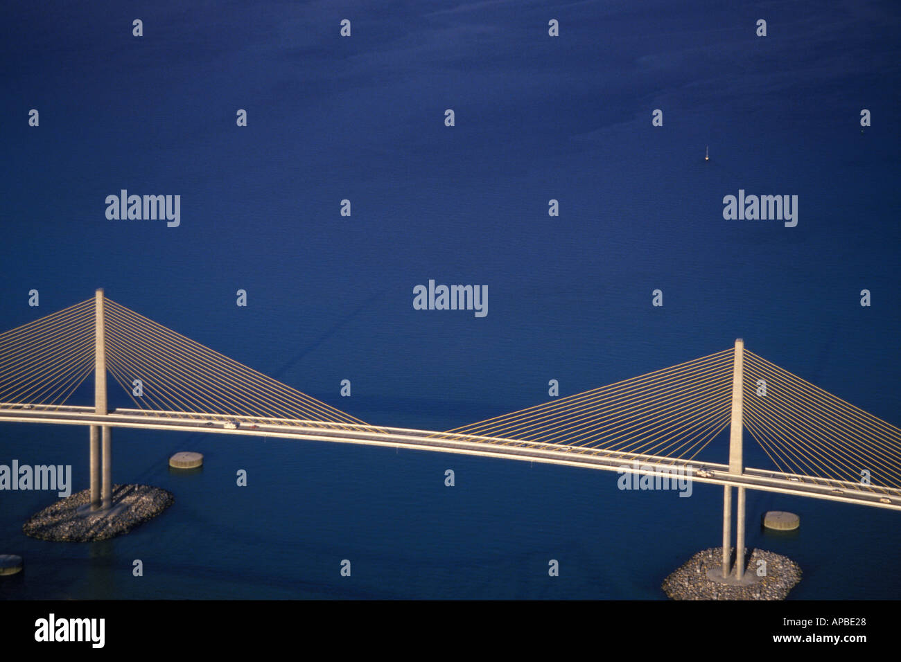Aerial view of the Sunshine Skyway Bridge over Tampa Bay Florida Stock ...
