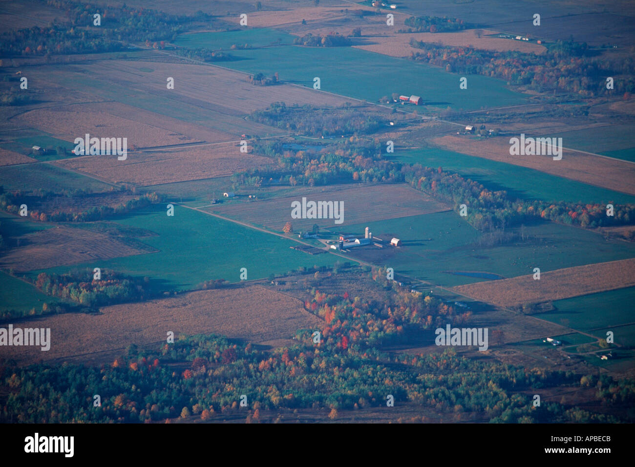 Aerial view of the farms and farmlands or rural Michigan Stock Photo ...