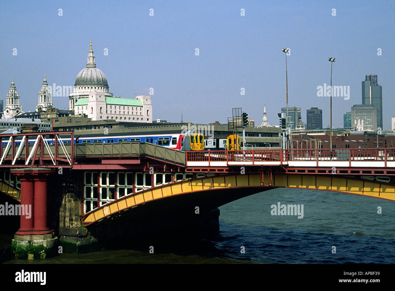 Blackfriars railway Bridge and St Pauls Cathedral in 1992 London ...