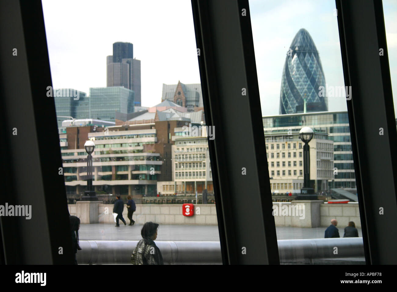 The Gherkin swiss re building London from County Hall Stock Photo - Alamy