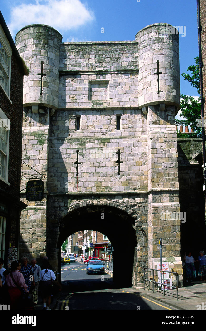 Bootham Bar gateway in the city wall York North Yorkshire England Stock ...