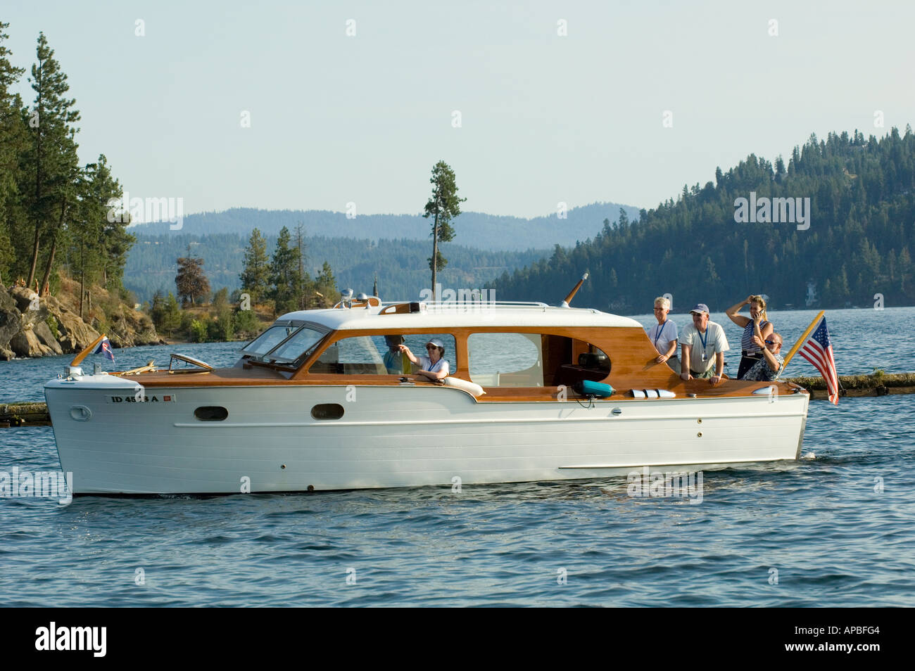IDAHO CITY OF COEUR d' ALENE CLASSIC WOODEN BOAT CRUISING LAKE COEUR d ...