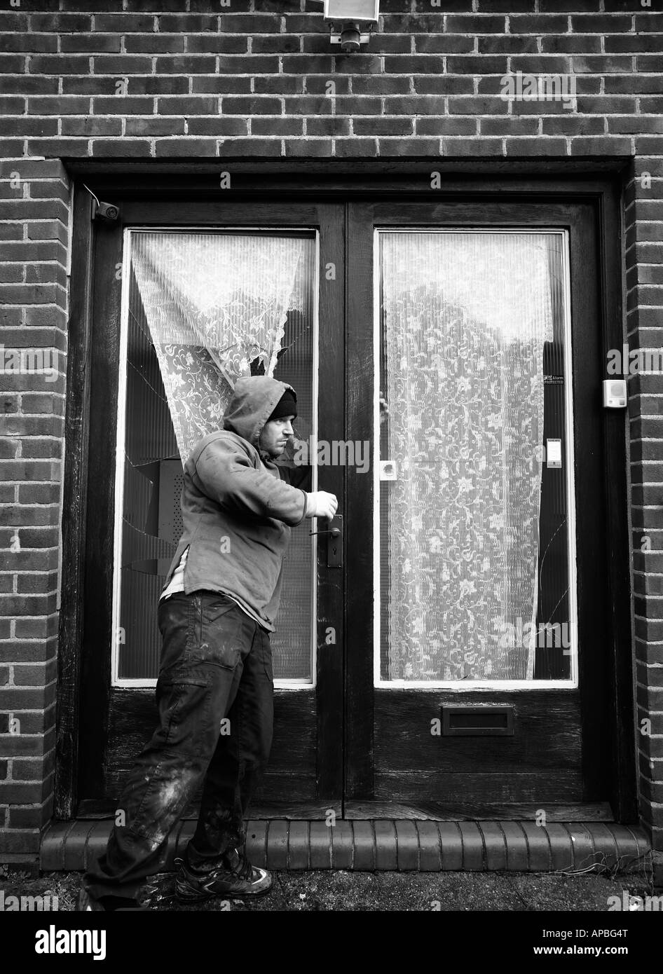 Forced entry door Black and White Stock Photos & Images - Alamy