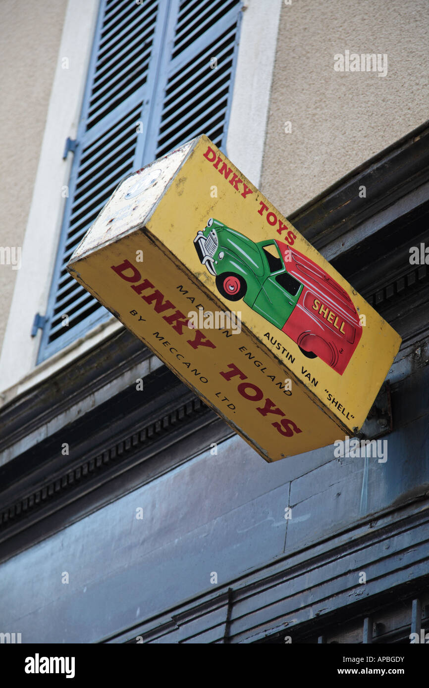 Dinky toy sign at Collectables Shop in Bourges Stock Photo - Alamy