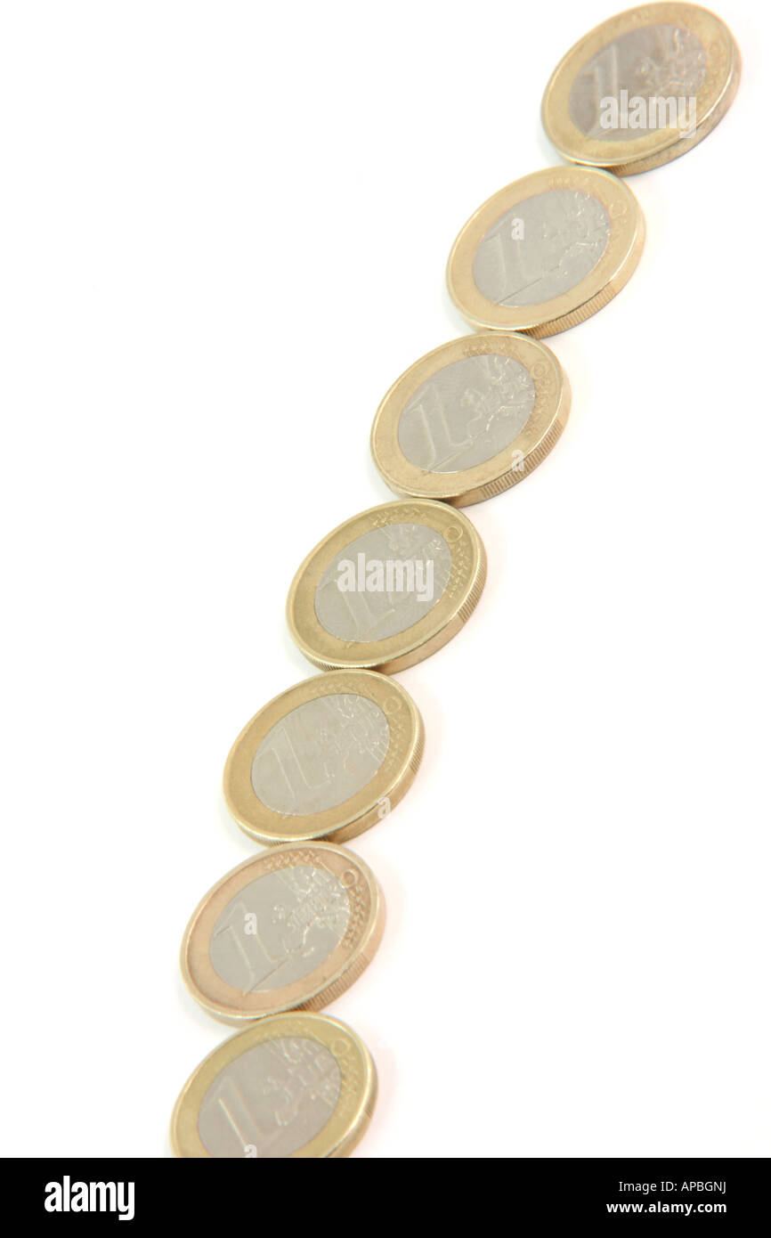 one euro coin line isolated o white background with copy space finance ...