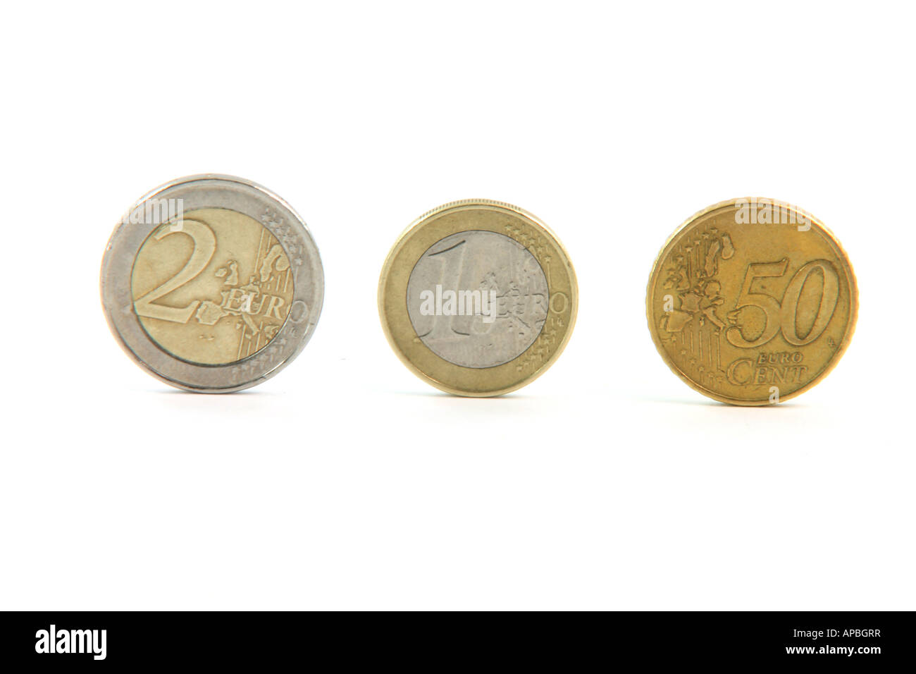 three euro coins isolated on white background money and finance ...
