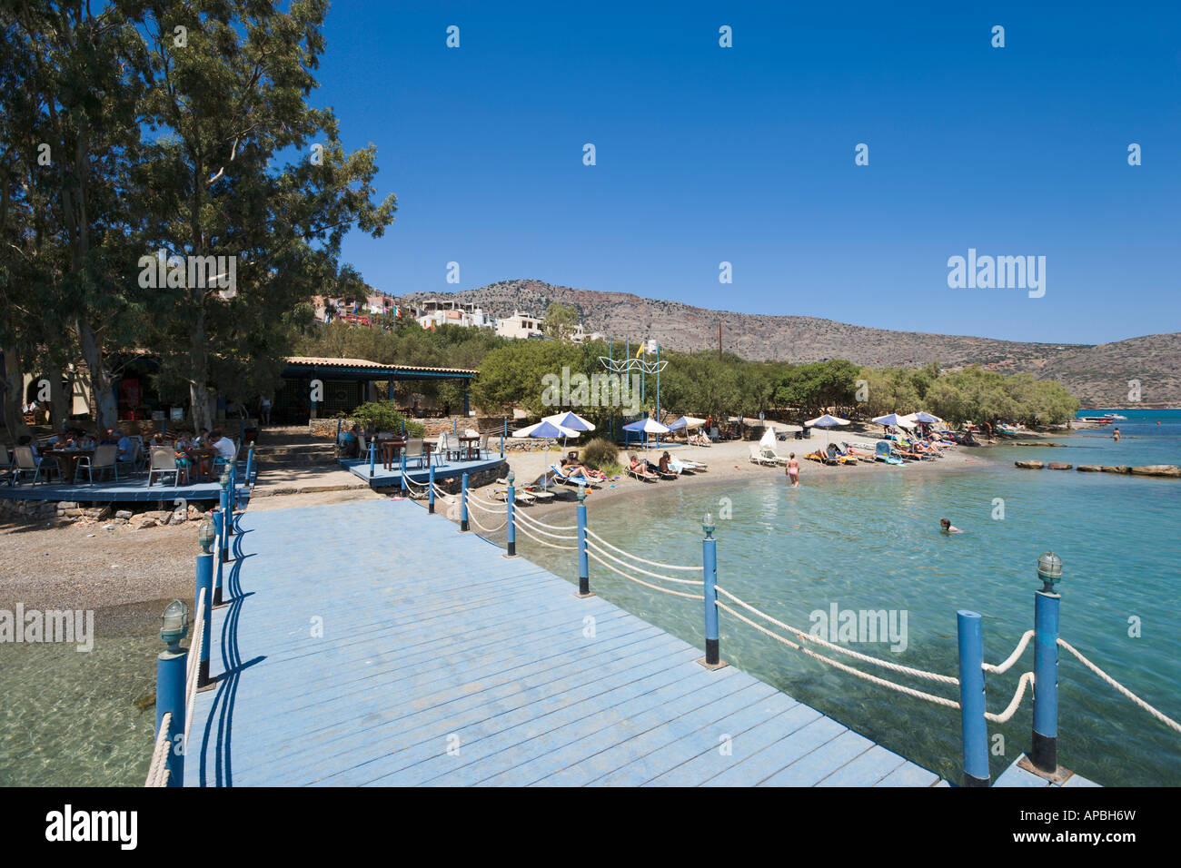 Beach Bar on Driros Beach, Elounda, North East Coast, Crete, Greece ...