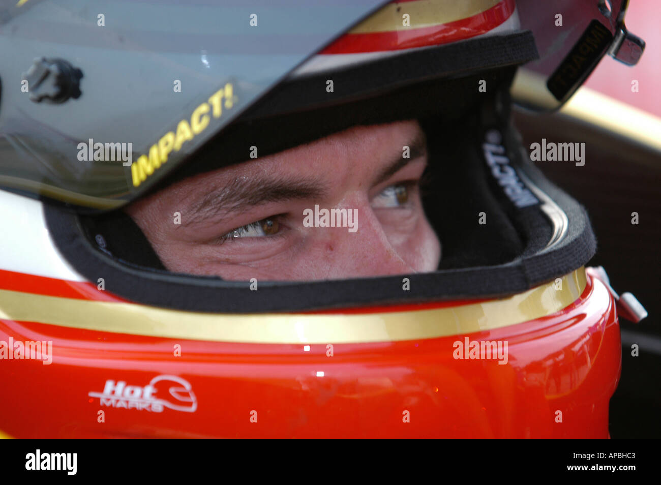 Toyota Atlantic driver Al Unser III in the cockpit of his car in ...