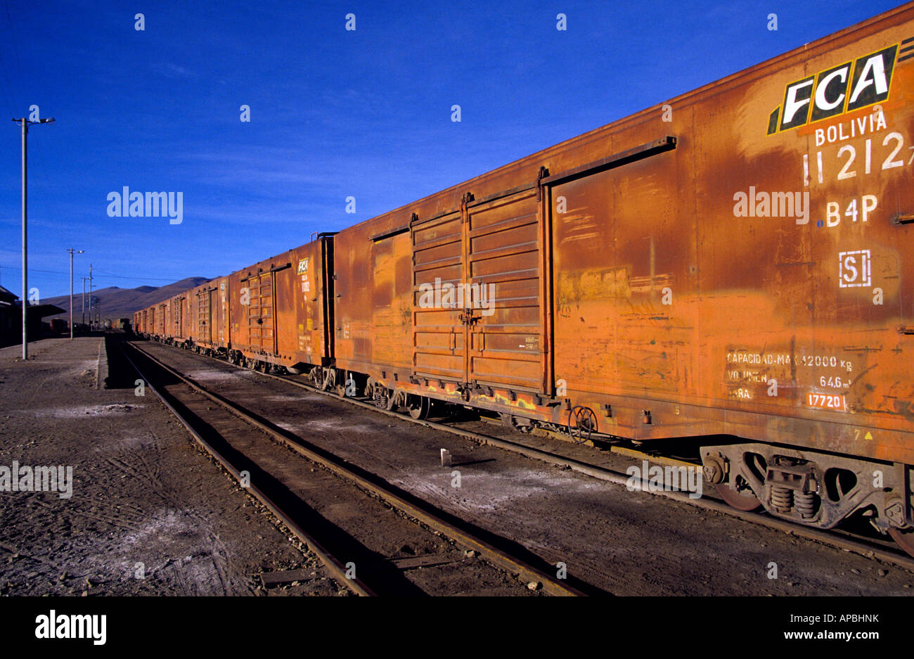 A working freight cargo train in Uyuni train station Stock Photo - Alamy
