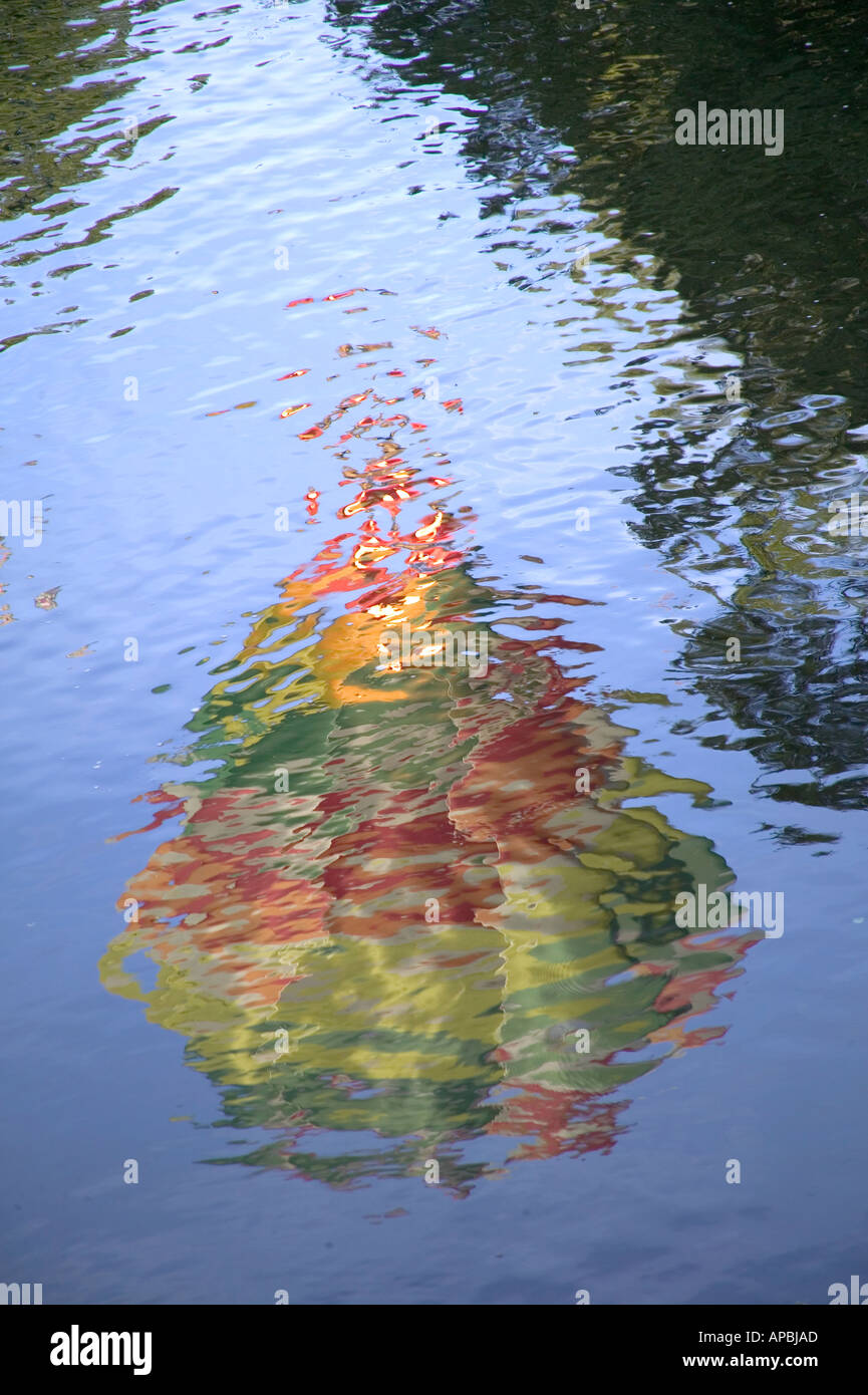 Hot Air Balloon Reflection in water Stock Photo - Alamy