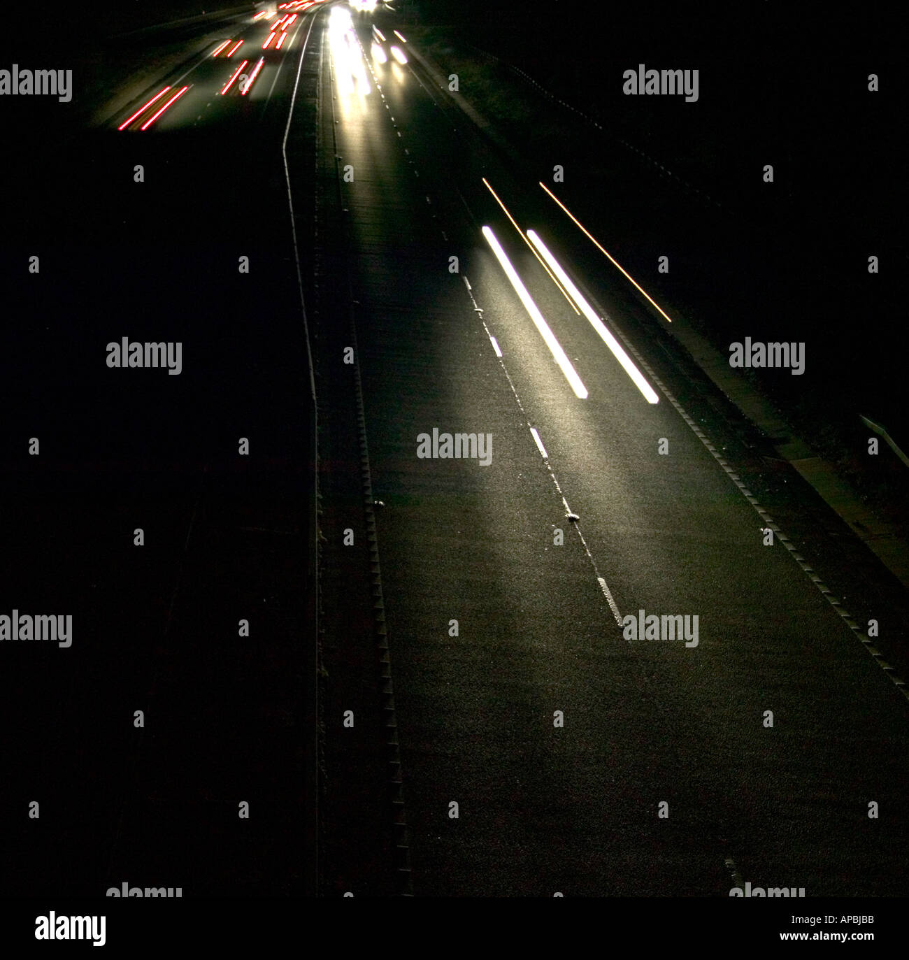 Night time traffic with headlights in red and white Stock Photo - Alamy