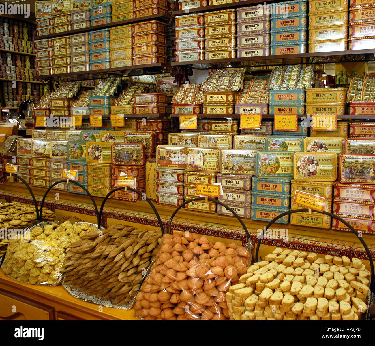 Biscuit display in Biscuit Store La Cure Gourmande in Aigues Mortes ...