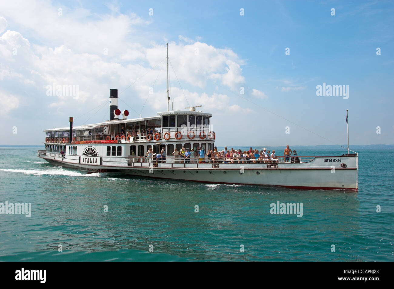 Paddle ferry arriving at Bardolino Lake Garda Italy Stock Photo - Alamy