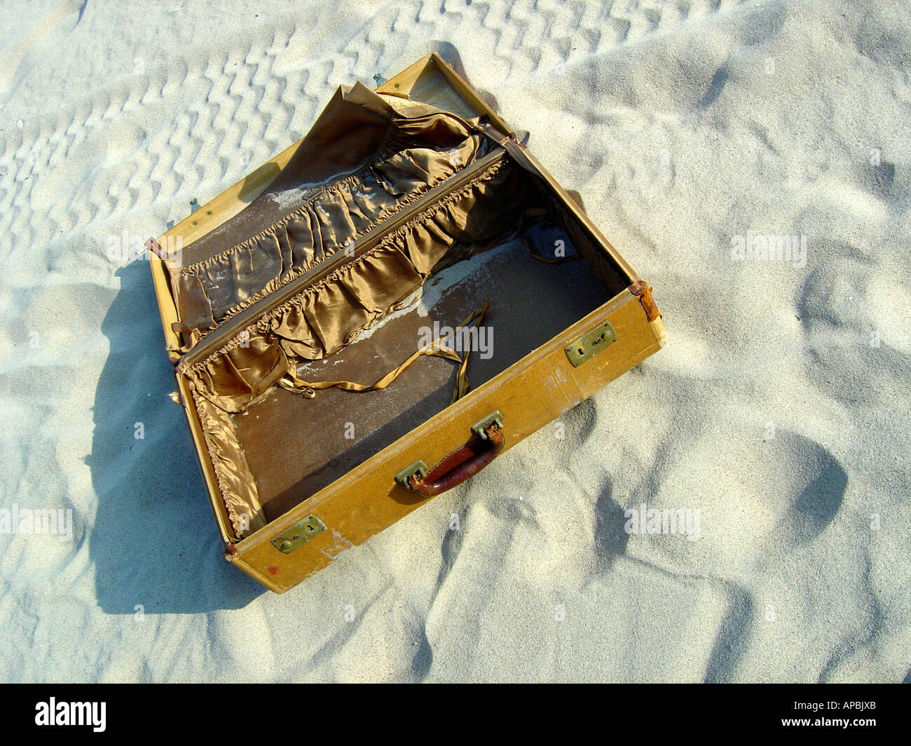 Summer Scene of an Empty Opened Suitcase on a Sandy Beach on a Sunny ...