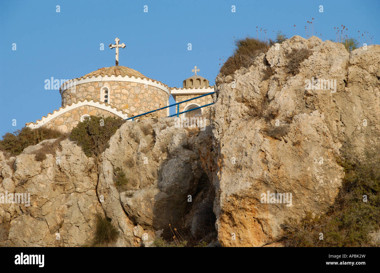 Saint Elias Church on the rock at Protaras on the Mediterranean island ...