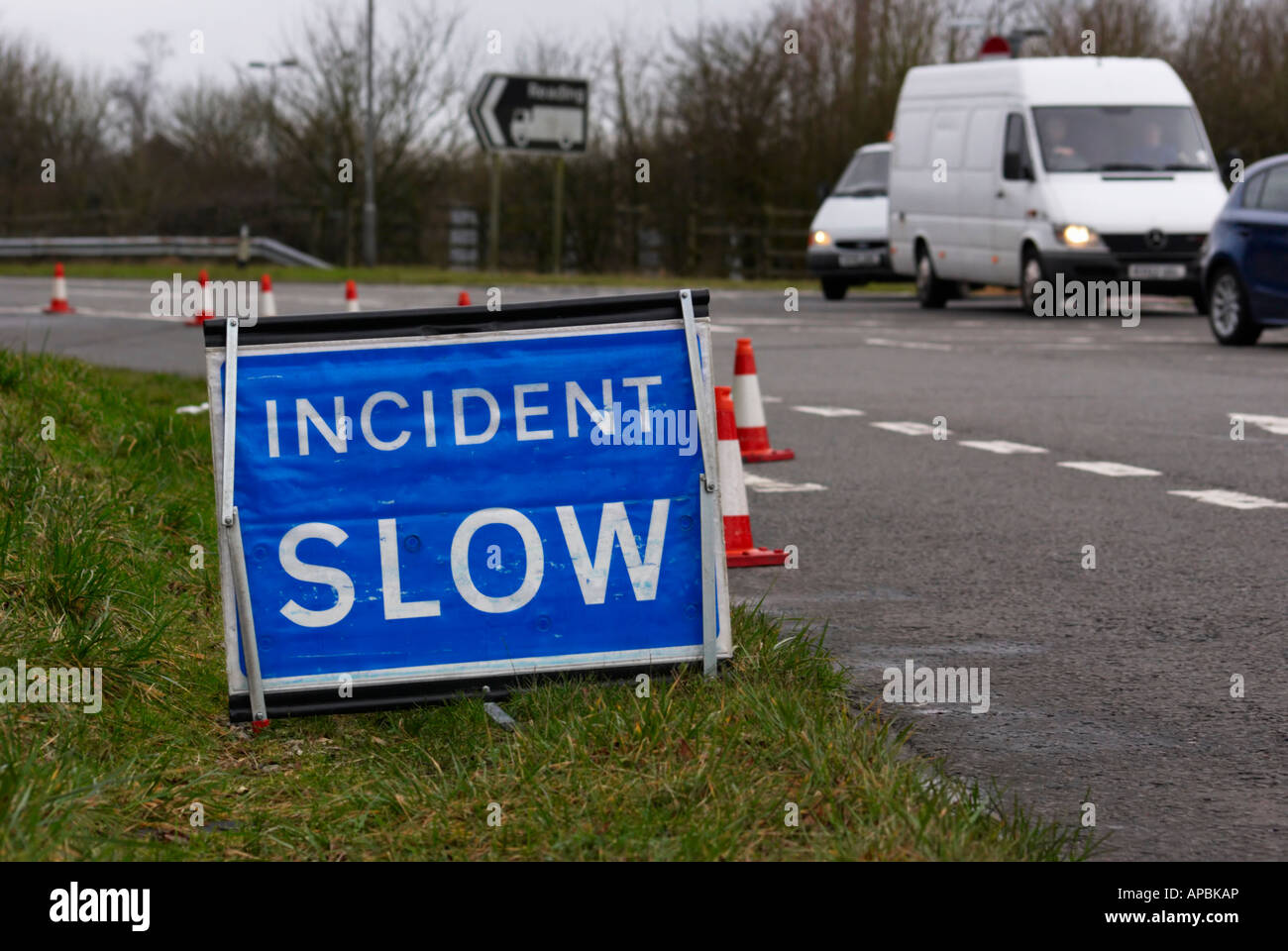 Road Traffic Incident Sign positioned on the slip road to the M40 at ...