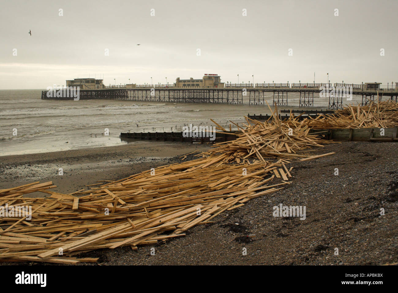 Wood washed up on the beach at worthing hi-res stock photography and ...