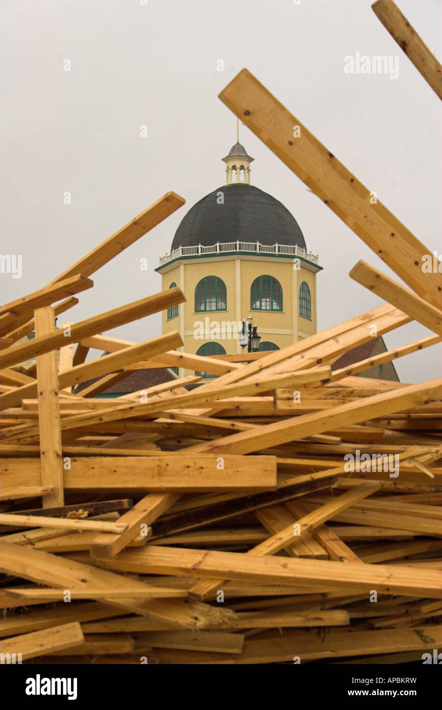 Timber from a sunken ship washed up on Worthing beach, West Sussex ...