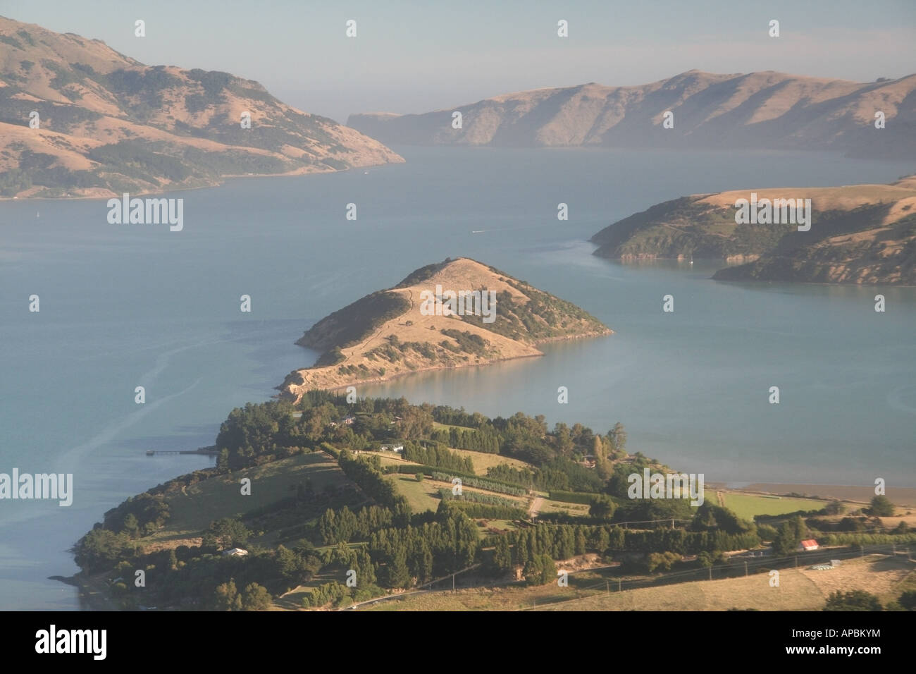 Akaroa harbour from the Akaroa Christchurch Road Stock Photo - Alamy