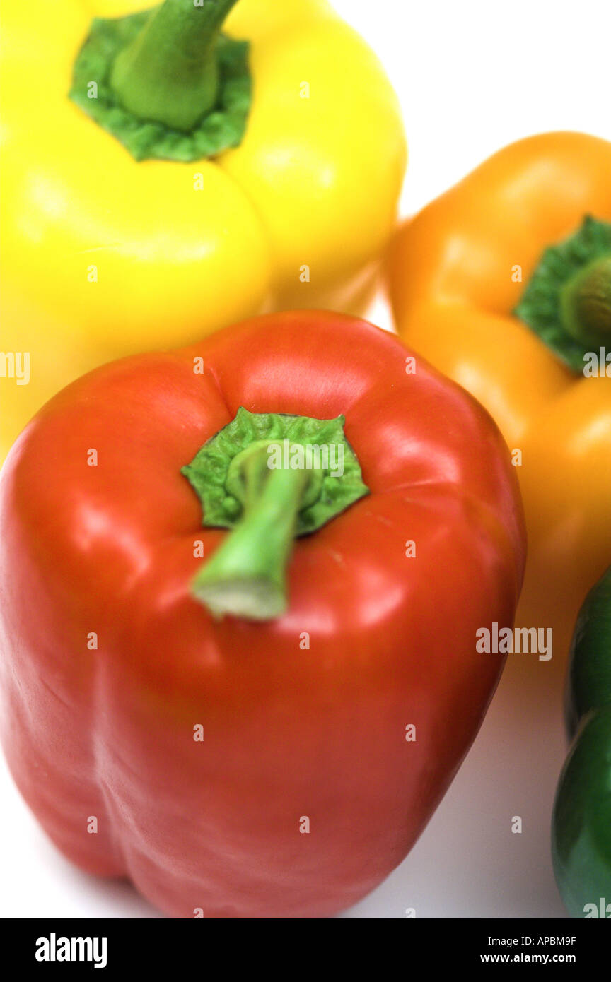 Red Orange Yellow Green Peppers Capsicum Coloured Peppers Stock Photo ...