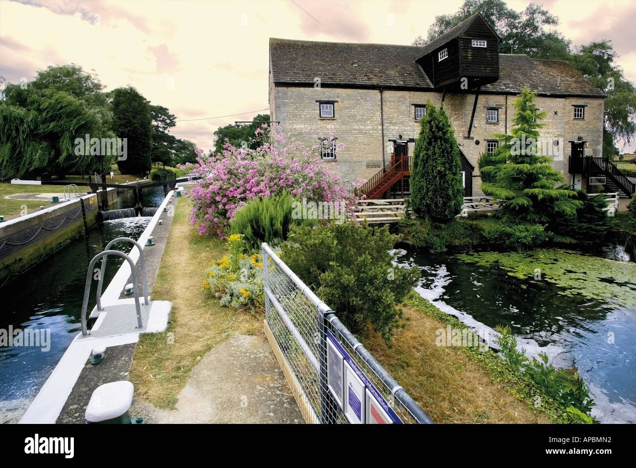 upper barnwell lock the mill at oundle restaurant alongside river nene ...