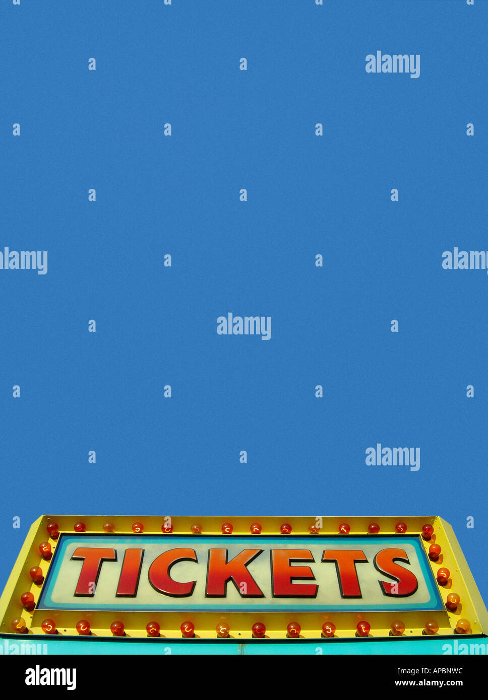 Ticket Booth Sign Against a Clear Blue Sky Copy Space Stock Photo - Alamy