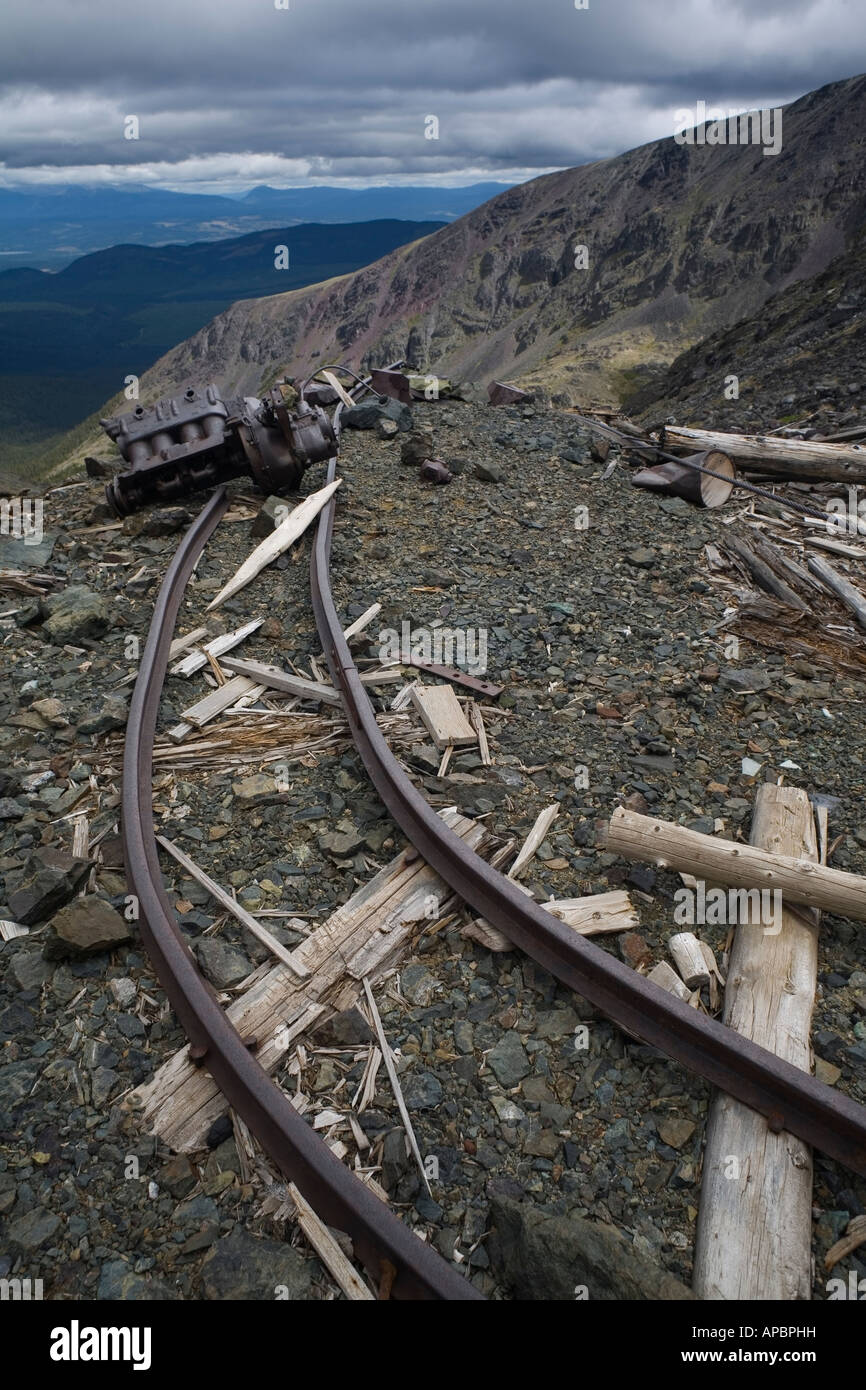 Narrow gauge railway at old mine Hunter s Basin Telkwa Mountains BC ...
