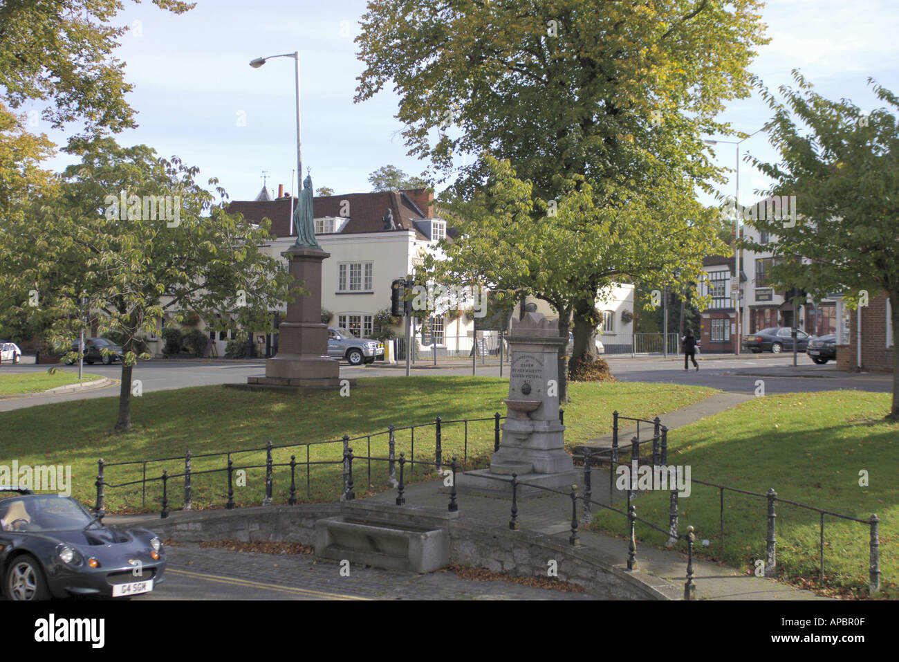 The green and pub in Esher town centre Stock Photo - Alamy