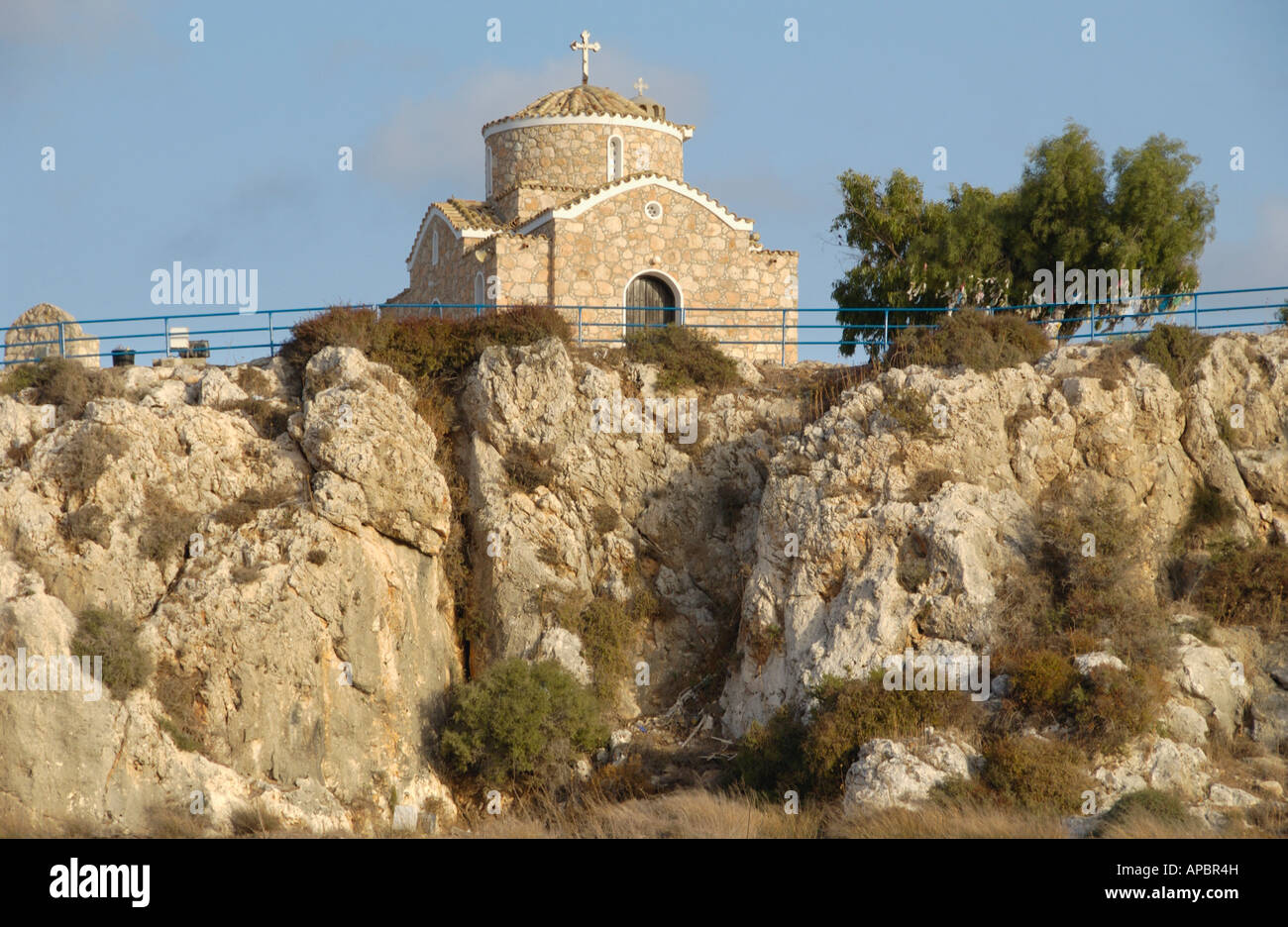 Saint Elias Church on the rock at Protaras on the Mediterranean island ...