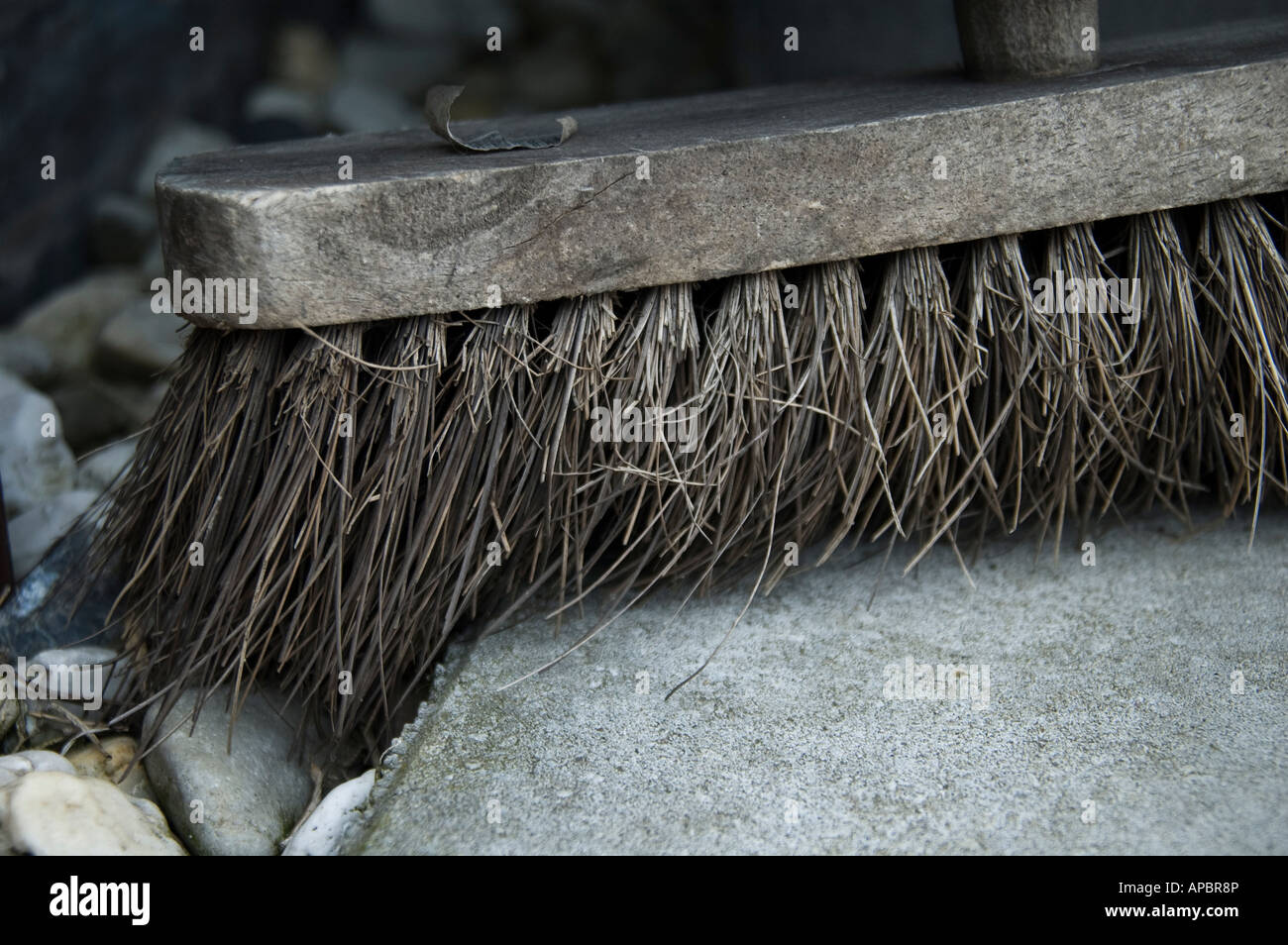 Detail of worn broomstick Stock Photo - Alamy