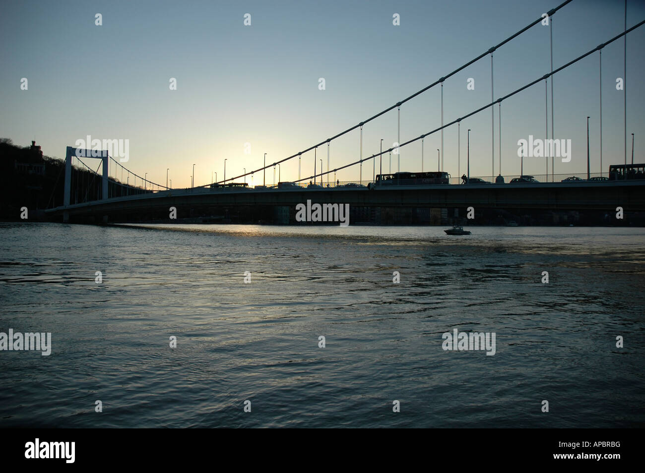 Danube river waterfront with elisabeth bridge hi-res stock photography ...